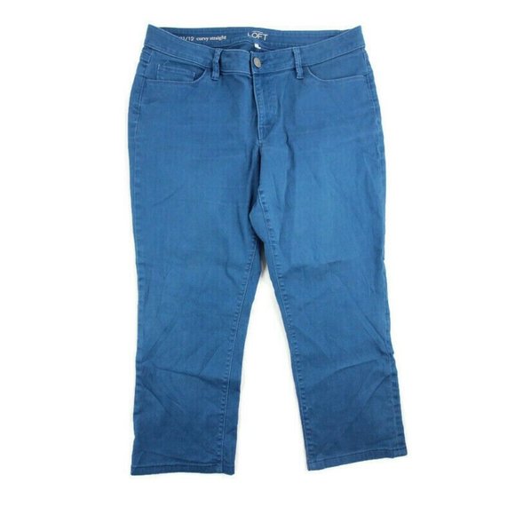 LOFT | Jeans | Loft Womens Curvy Straight Jeans Medium Wash Denim High ...